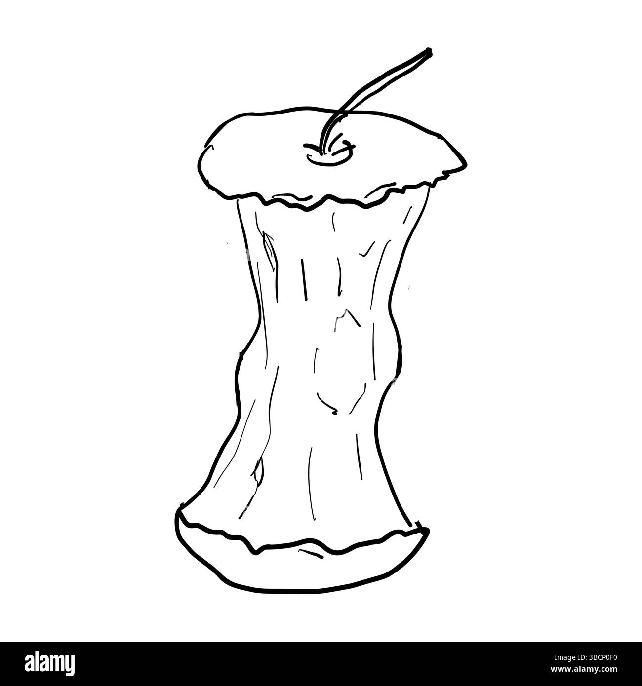 Apple core bitten fruit sketch. Apple fruit waste doodle hand drawn ...