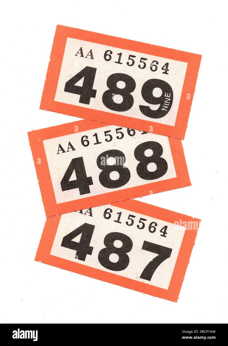 Vintage raffle tickets isolated on a white background Stock Photo - Alamy