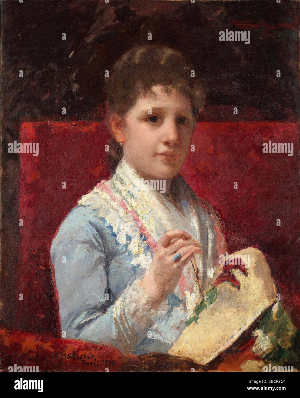 Mary Ellison Embroidering. Mary Stevenson Cassatt. 1877 Stock Photo - Alamy