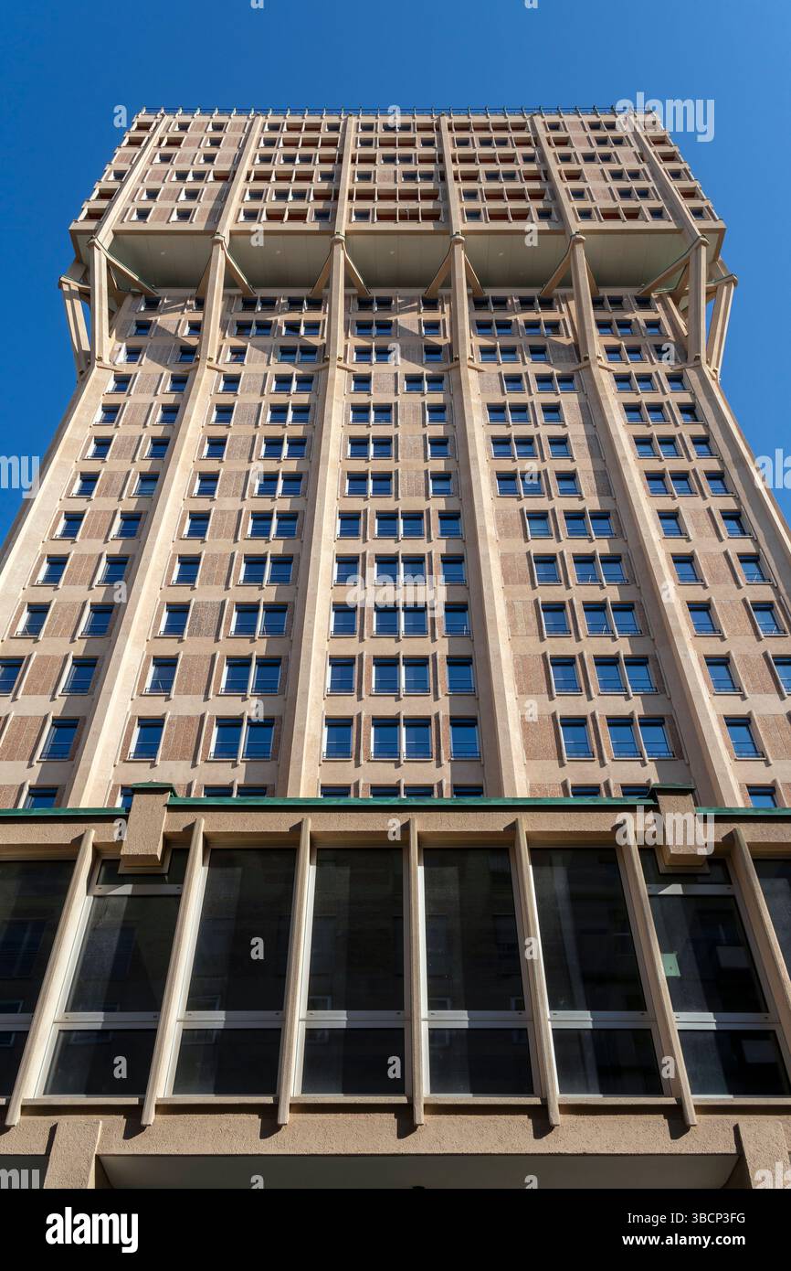 Milan, Italy - April 5, 2025: The Torre Velasca a skyscraper built in ...