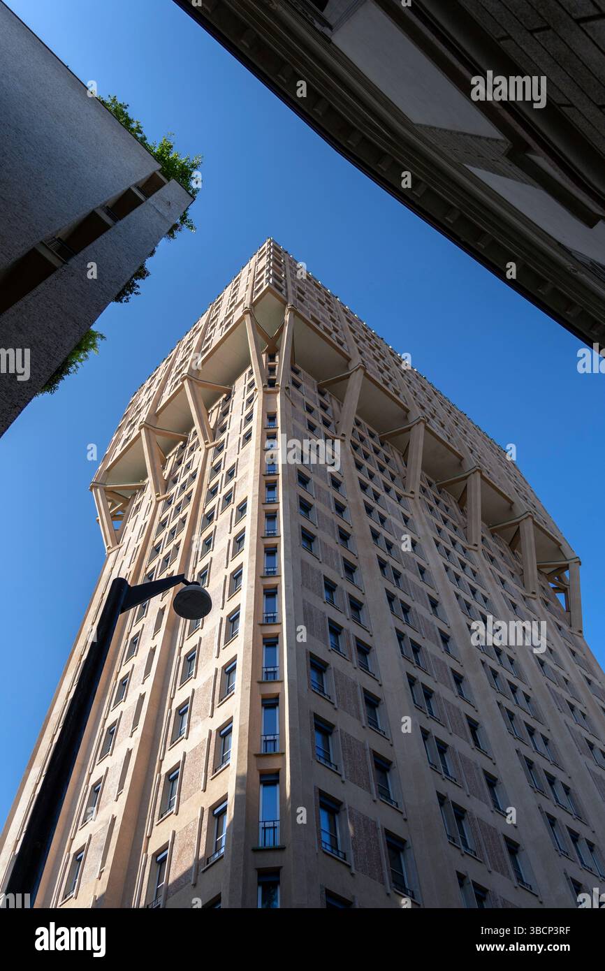 Milan, Italy - April 5, 2025: The Torre Velasca a skyscraper built in ...