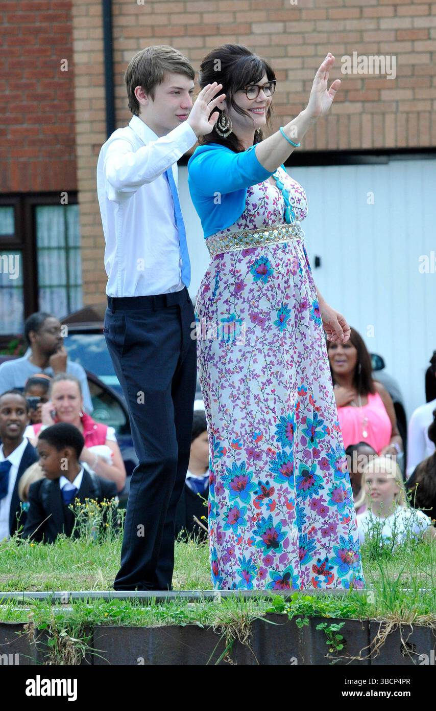 Jamie Borthwick and Josie Lawrence on the set of Eastenders at Enfield ...