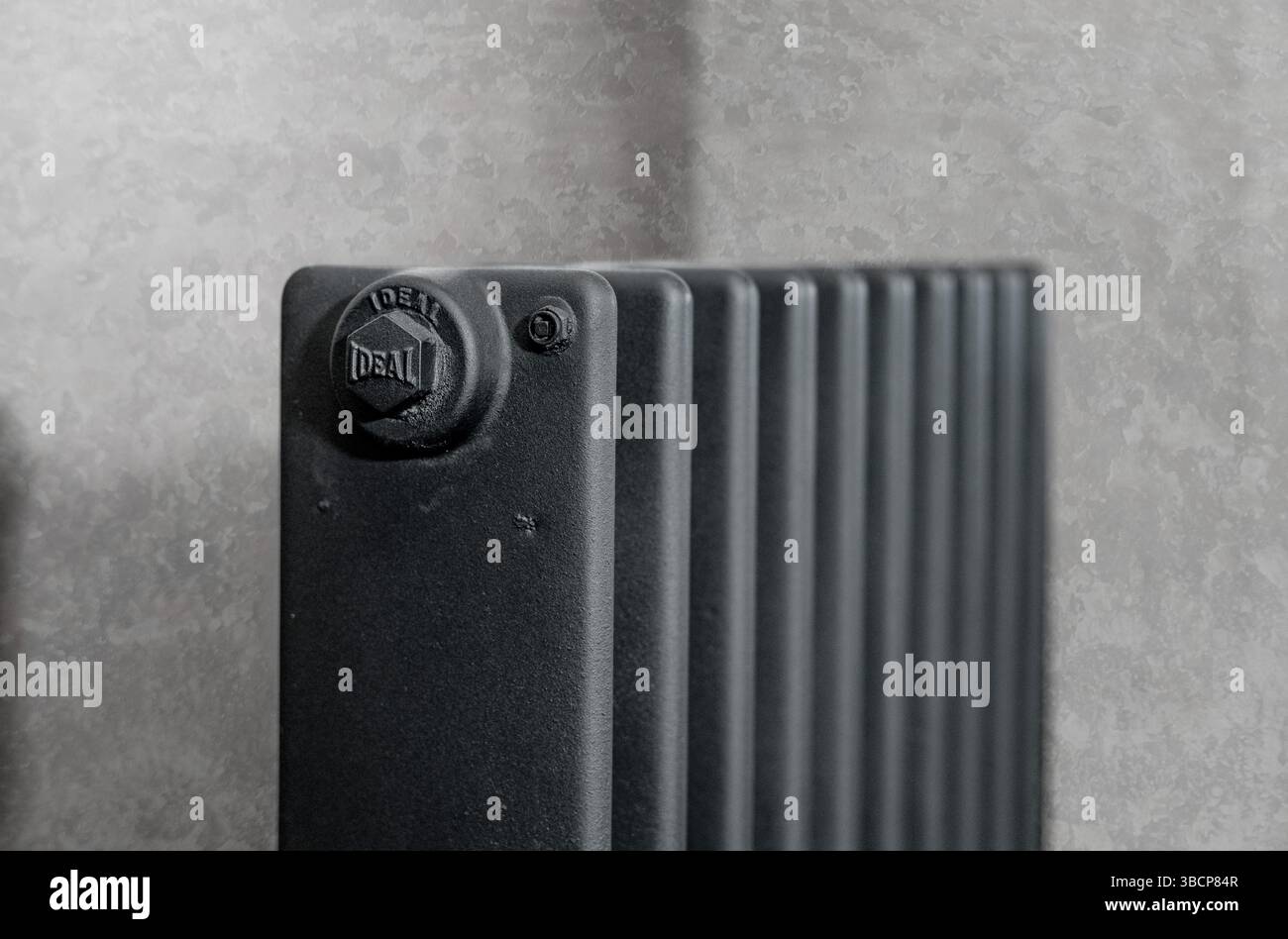 Square topped Ideal Eton cast Iron Radiator top view Stock Photo - Alamy