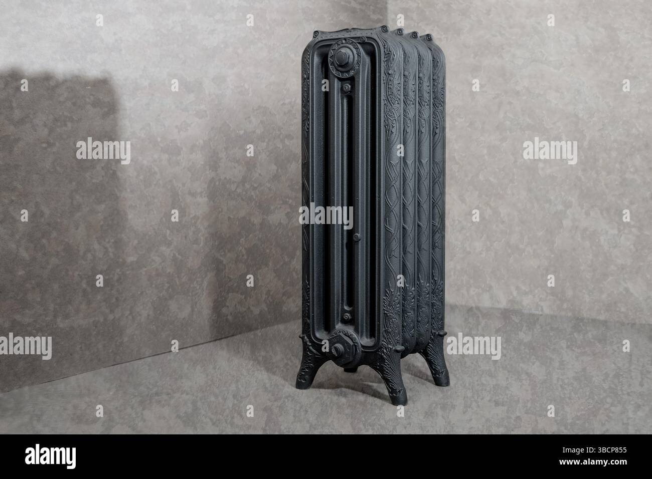 Restored and painted in anthracite an Art Nouveau cast iron radiator ...