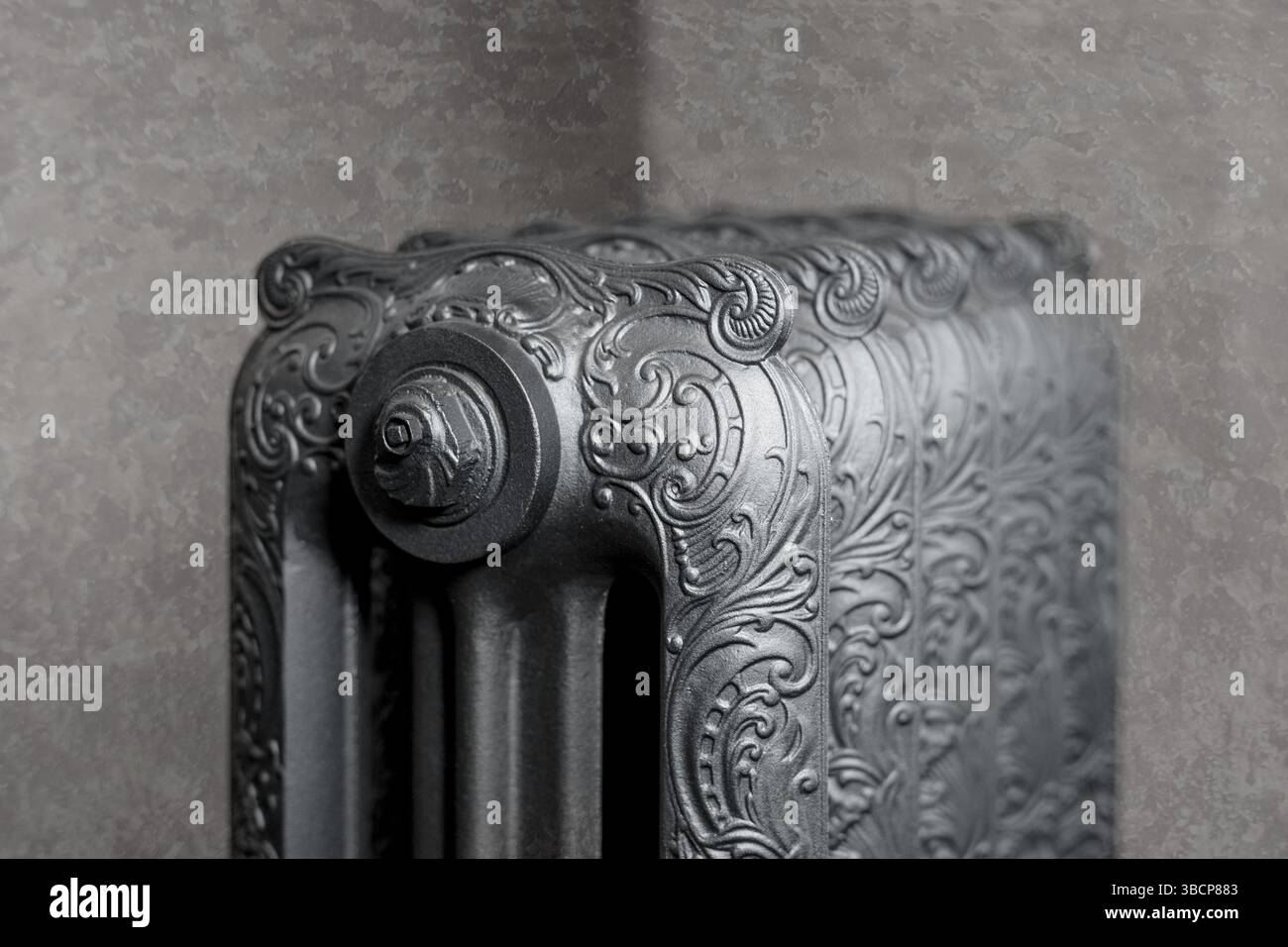 Rococo cast Iron radiator top view Stock Photo - Alamy