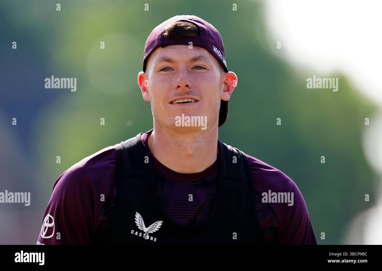 England's Matthew Potts during a nets session at Trent Bridge ...