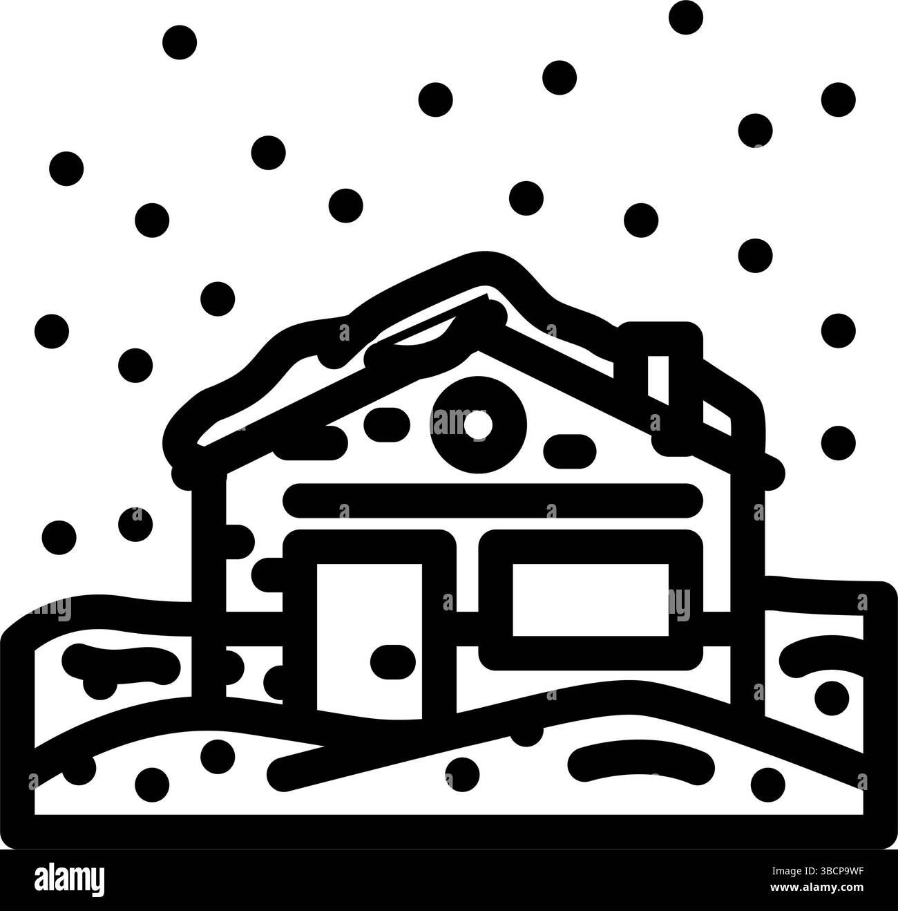 Winter view wooden cabin Black and White Stock Photos & Images - Alamy