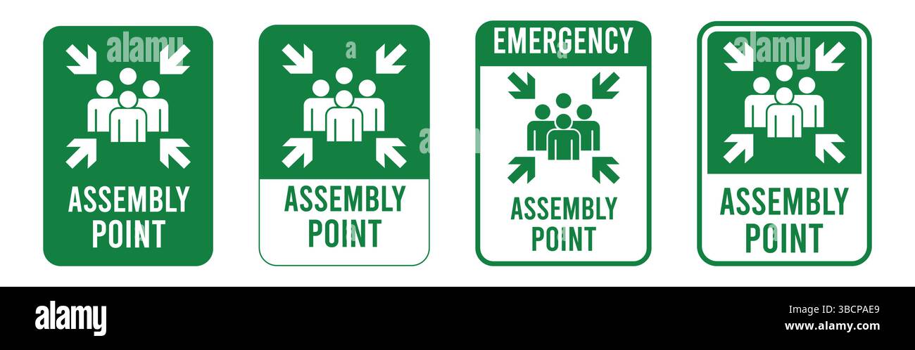 Emergency evacuation assembly point sign. Emergency evacuation assembly ...