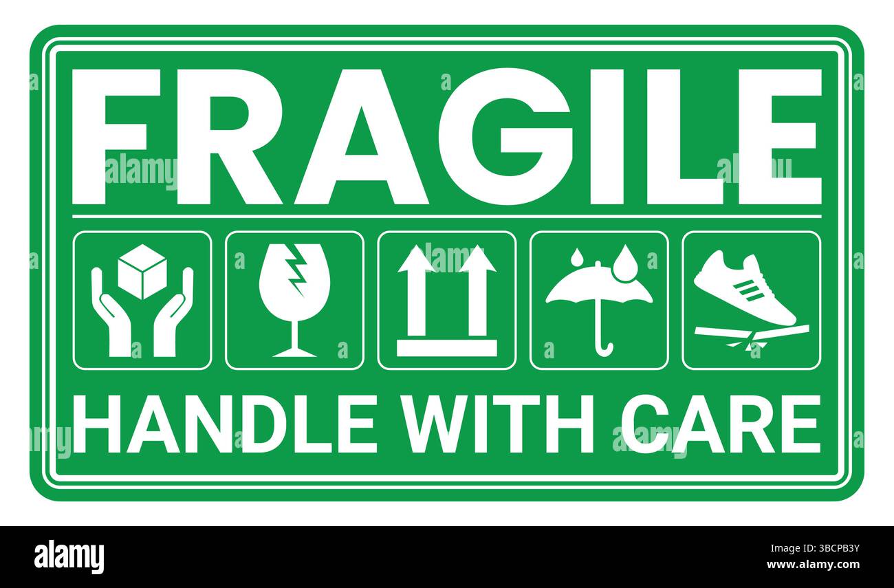 Fragile package icons set, handle with care logistics and delivery ...