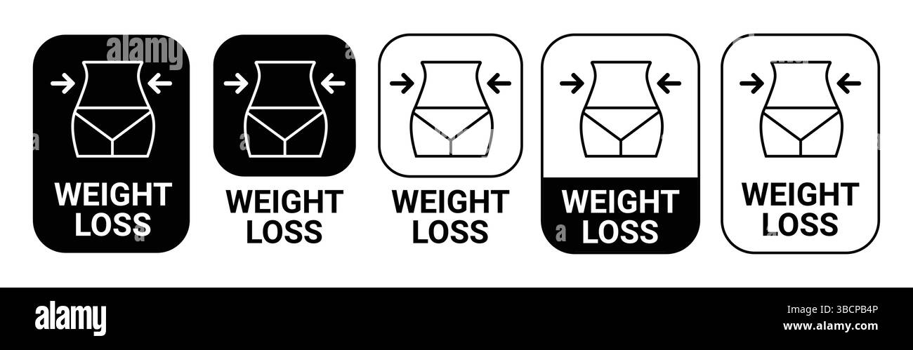 Weight loss icon set. Slim and diet health care services. Weight loss ...