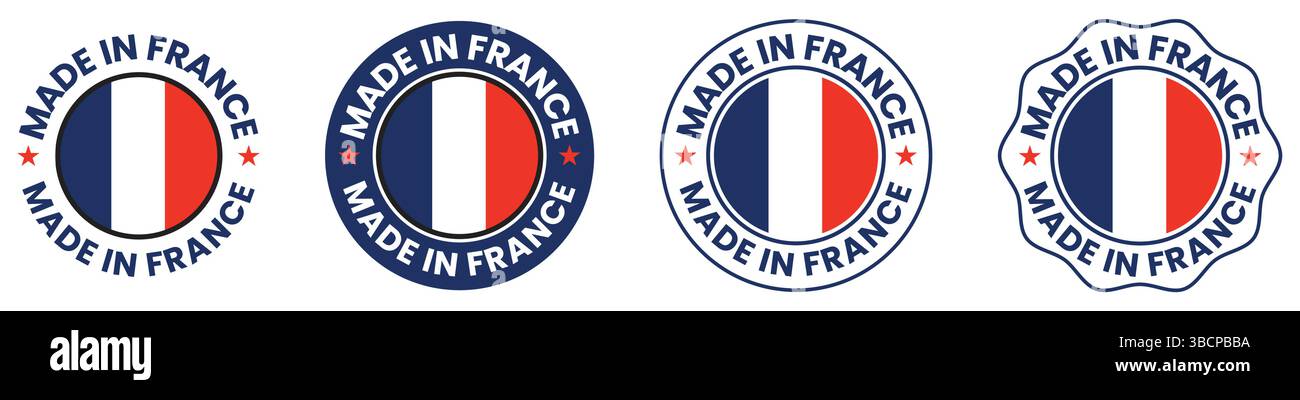 Made in France labels icon, made in the France logo, France flag ...