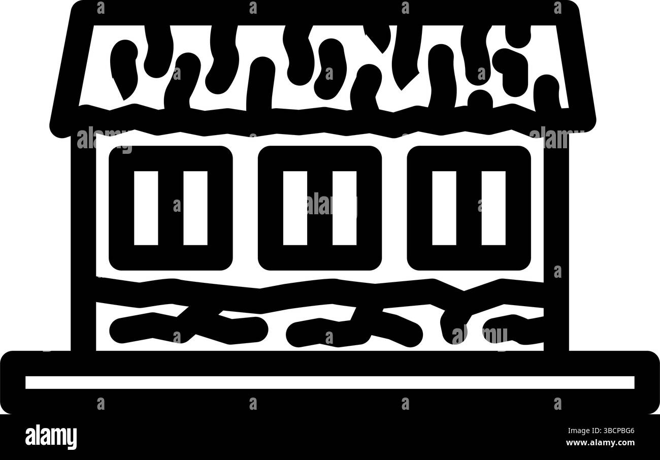 wood cabin thatched roof line icon vector illustration Stock Vector ...