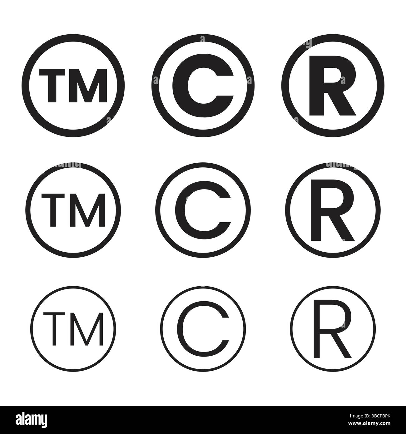 Set of registered trademark symbols in black vector 10 eps Stock Vector ...