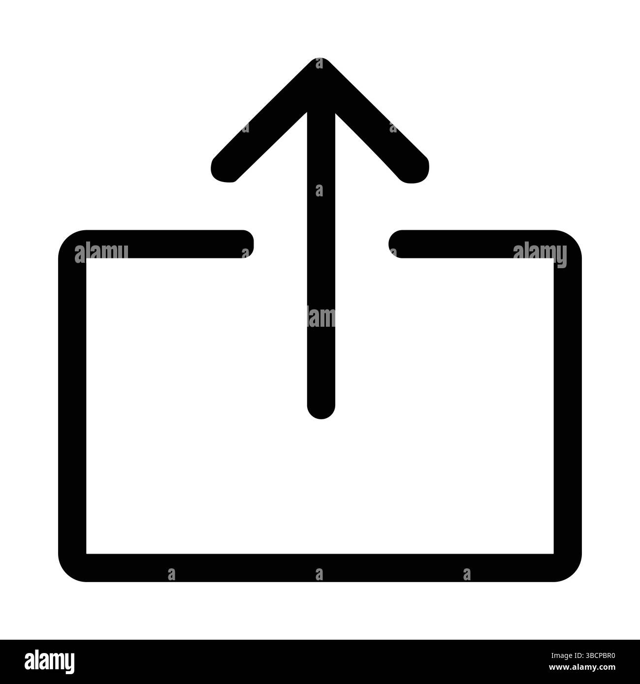 Upload Symbol: A stark black icon of a square with an upward-pointing arrow, representing the ...