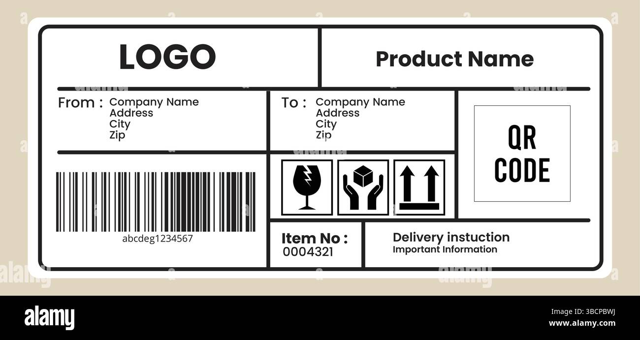 Cargo delivery sticker vector. Shipment label template. Delivery bar ...