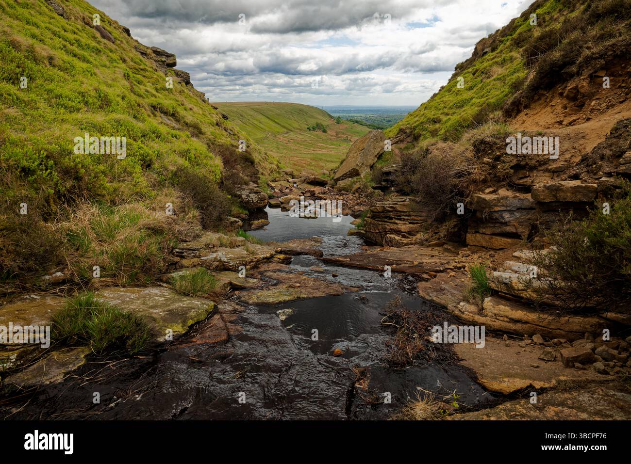 The waters of the Red Brook trickle through a deep ravine in the upland ...