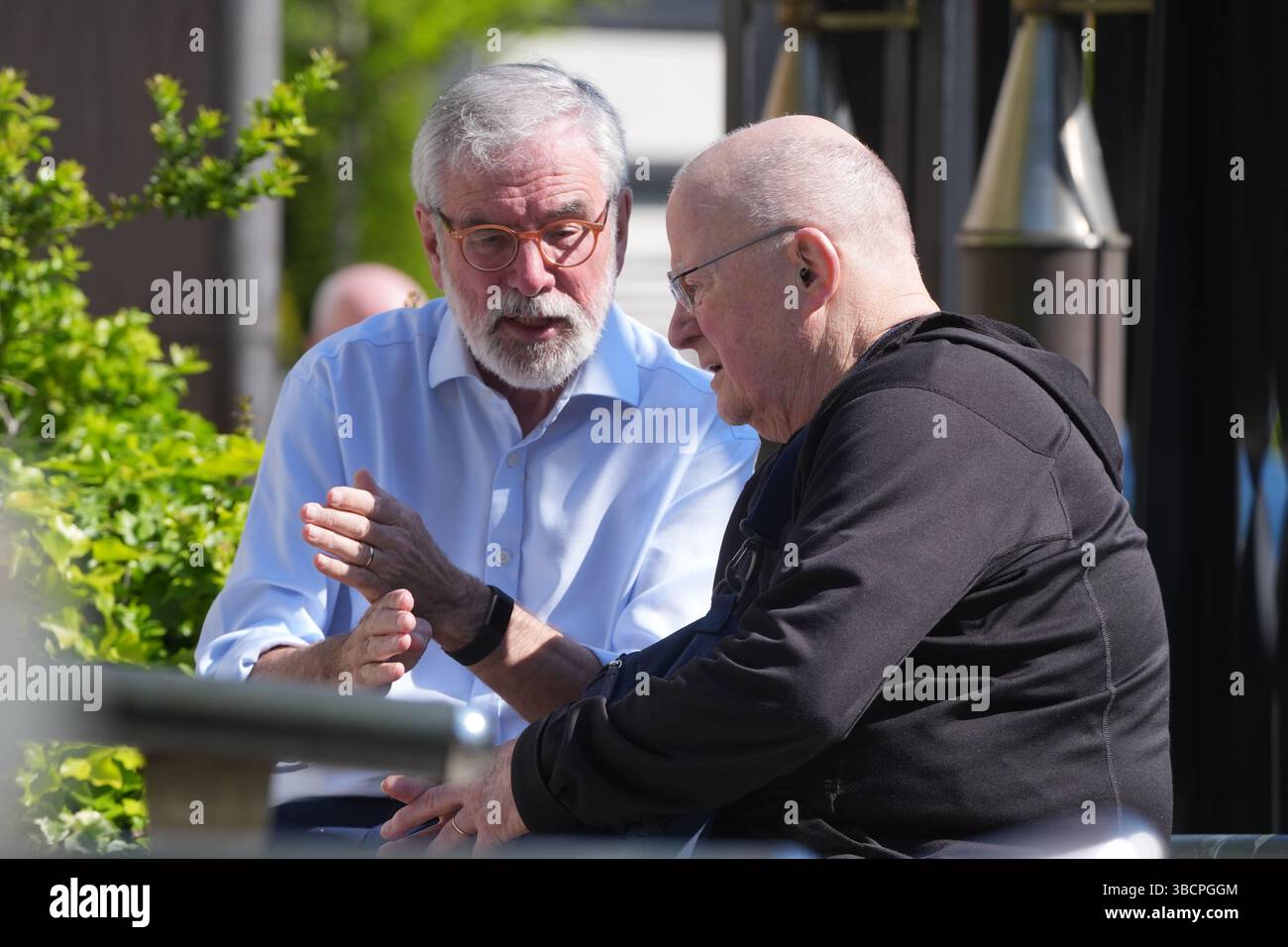 Former Sinn Fein president Gerry Adams in conversation with singer ...