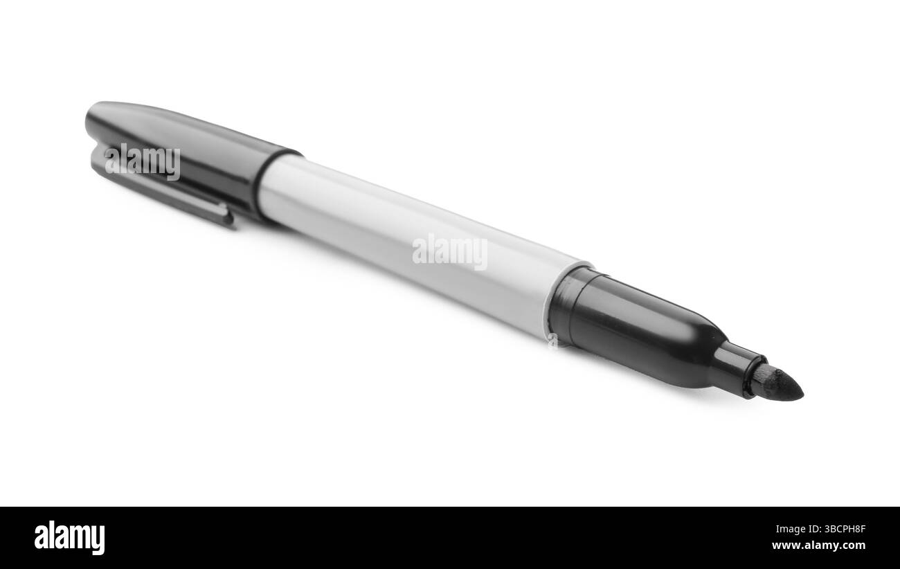 One black color marker isolated on white Stock Photo - Alamy