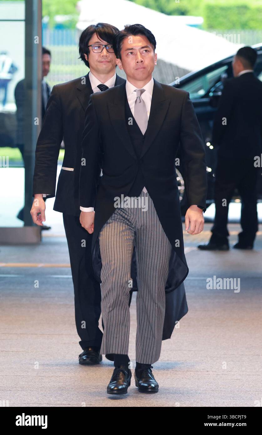 Japanese newly appointed Agriculture Minister Shinjiro Koizumi arrives ...