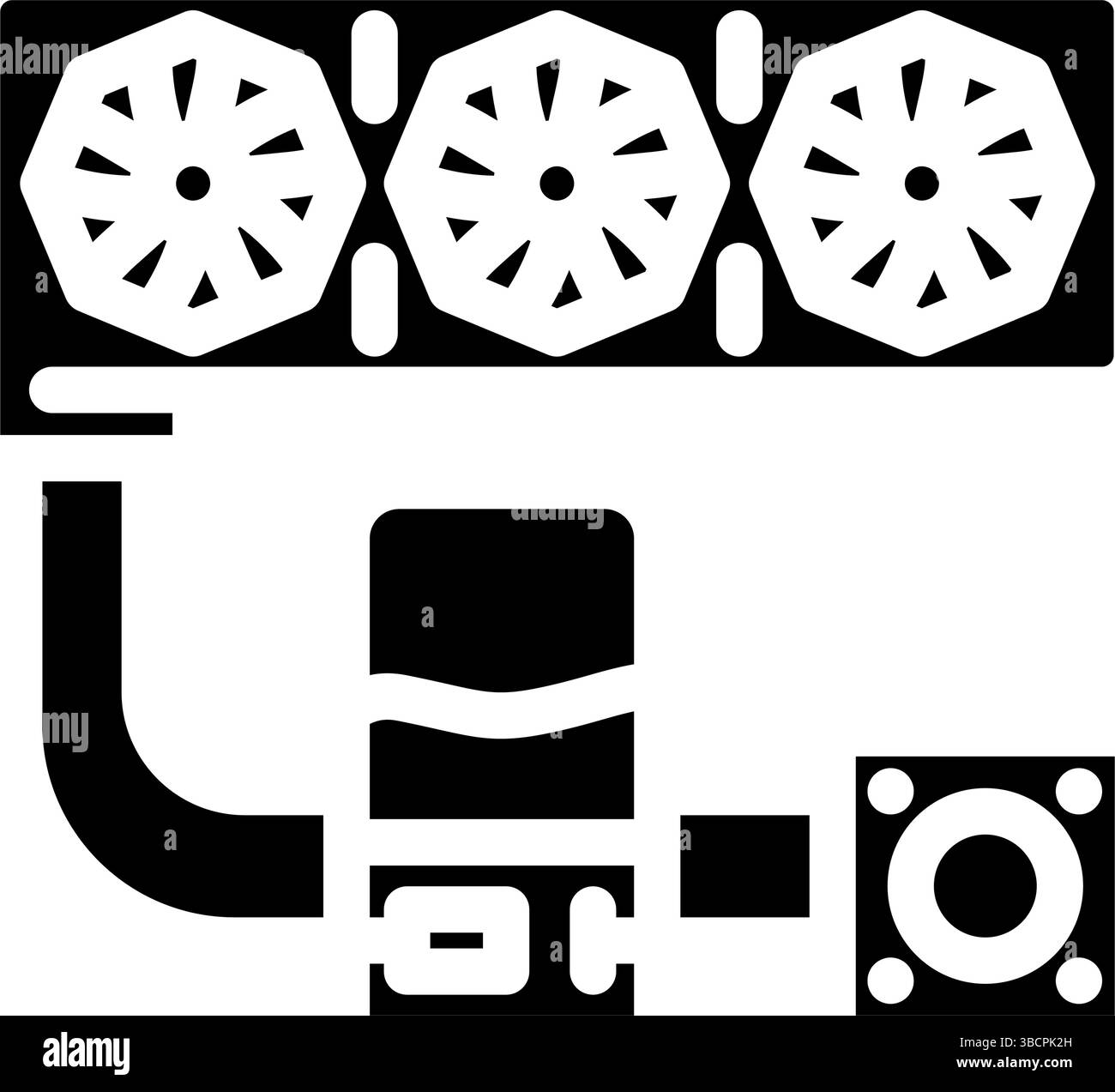 liquid cooling system gaming pc glyph icon vector illustration Stock ...