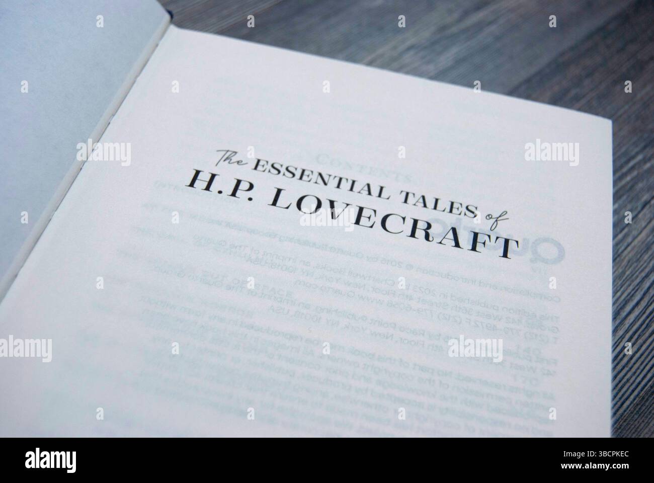 H.P. Lovecraft's book tittle page close-up. A front page of the book by ...