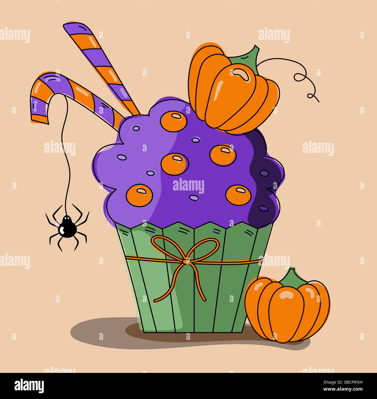 Making Halloween Cupcakes With A Vector Illustration In A Cartoon Style ...