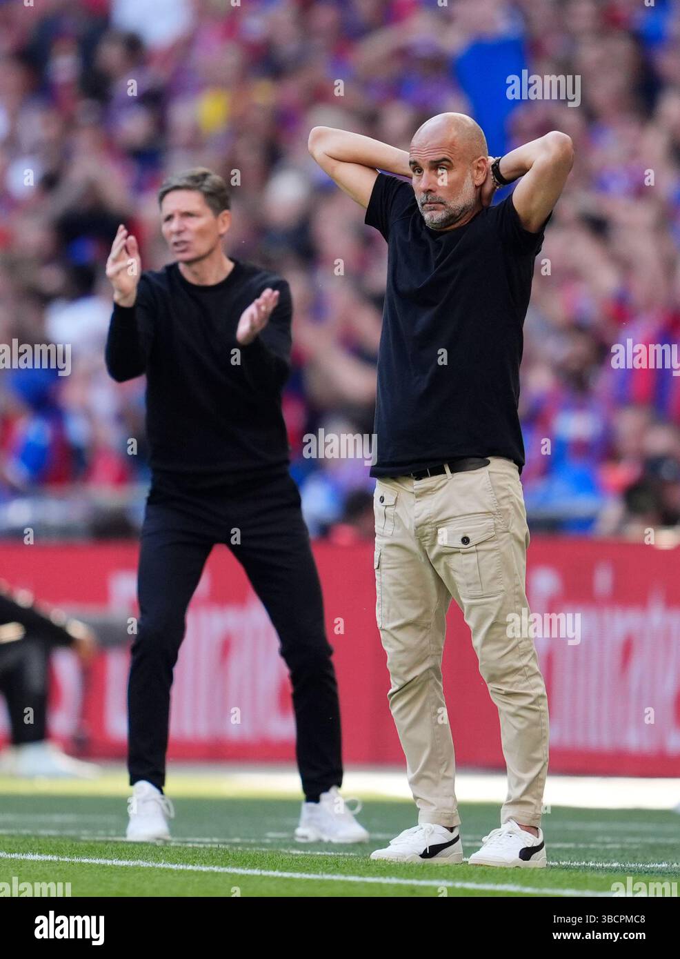 Crystal Palace manager Oliver Glasner (left) and Manchester City ...