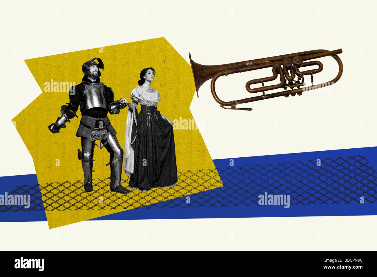 3d sketch poster art trend collage of two happy countess soldier dance ...