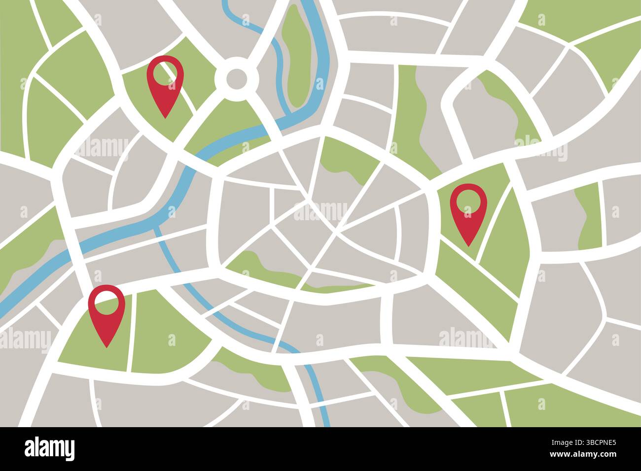street map with location pin icons vector illustration Stock Vector ...
