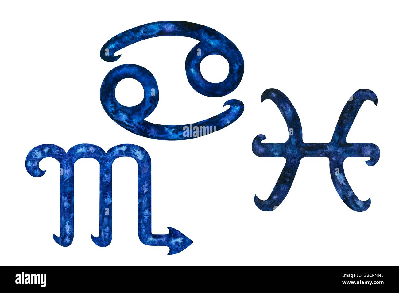 Zodiac watercolor signs of the zodiac of the element of Water: Cancer ...