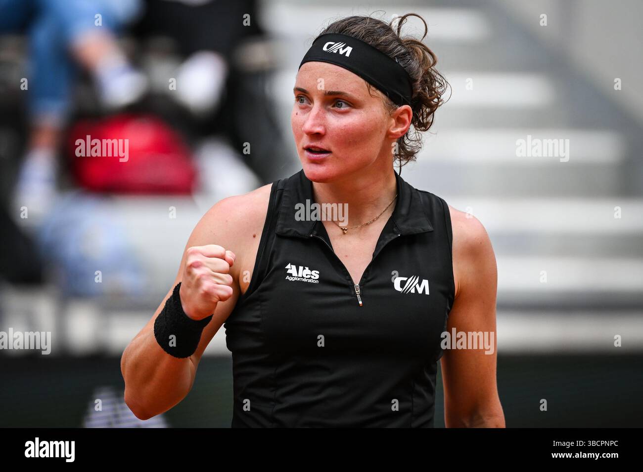 Carole MONNET of France celebrates his point during the third ...