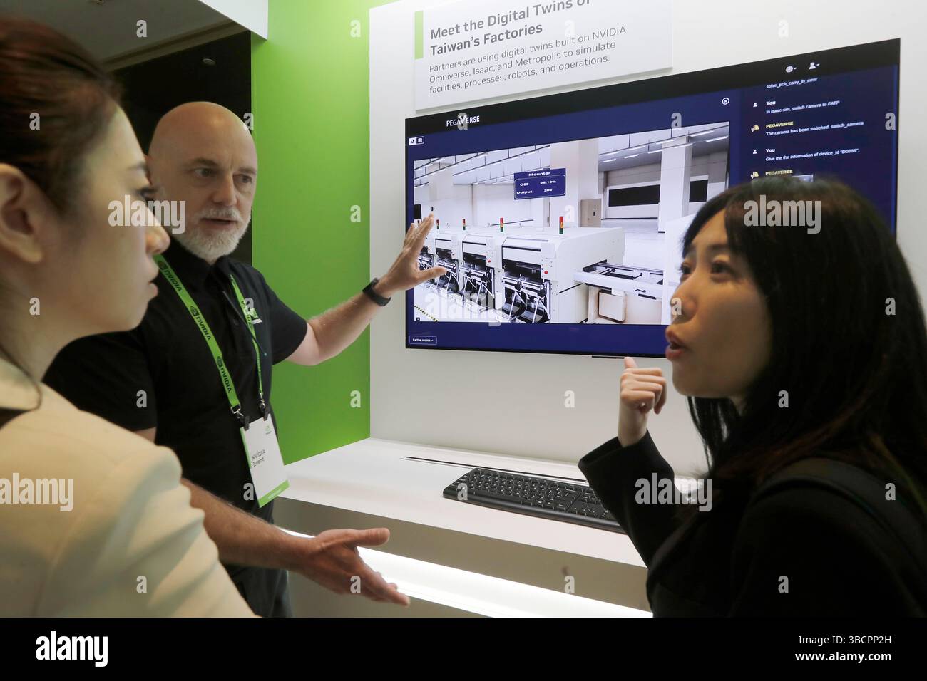 A Nvidia staff explains the digital twins on Taiwan factories, built on ...