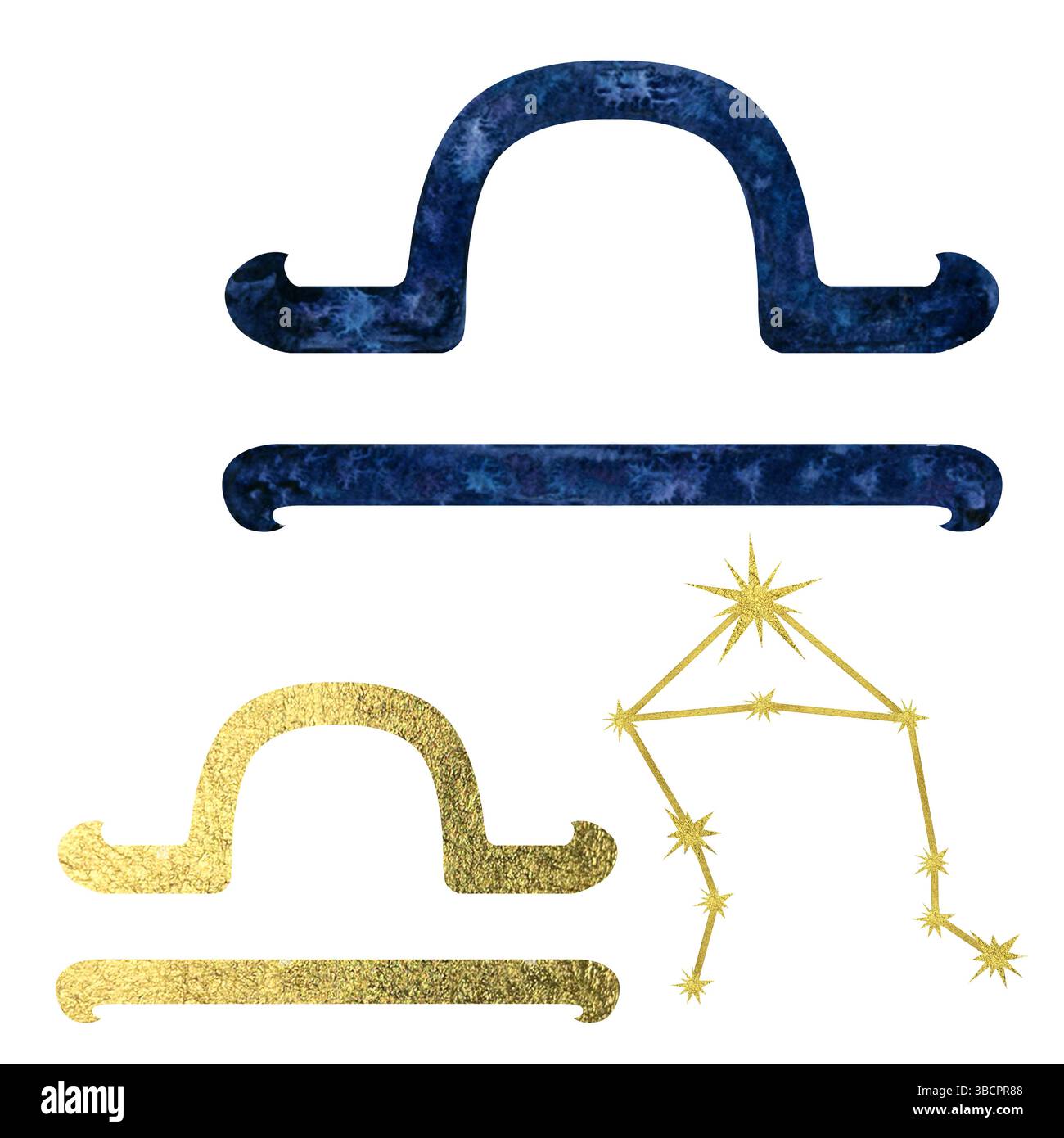 Blue and gold Libra zodiac symbol with gold foil texture, golden ...