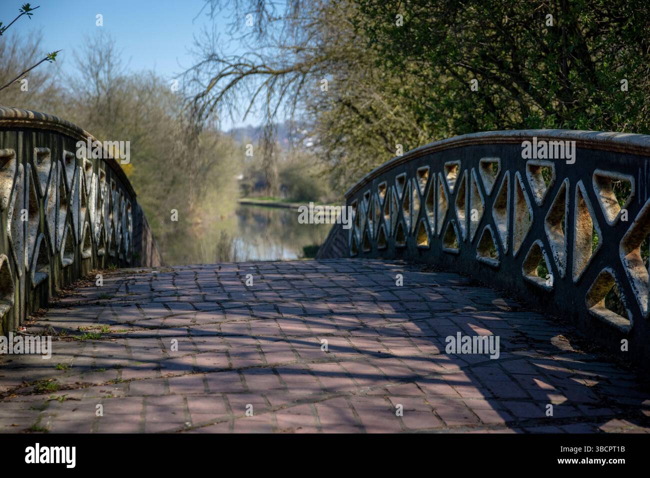a metal bridge on the towpath of the Dudley canal Stock Photo - Alamy