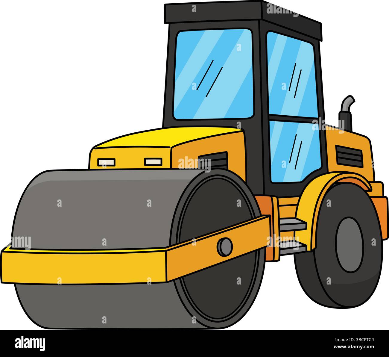 Construction Road Roller Cartoon Colored Clipart Stock Vector Image ...