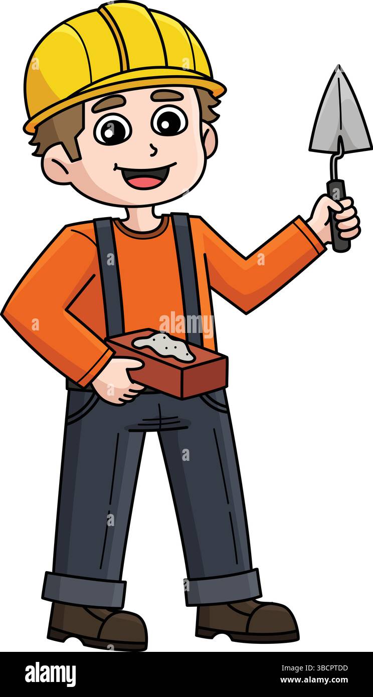 Construction Worker Mason Cartoon Colored Clipart Stock Vector Image ...
