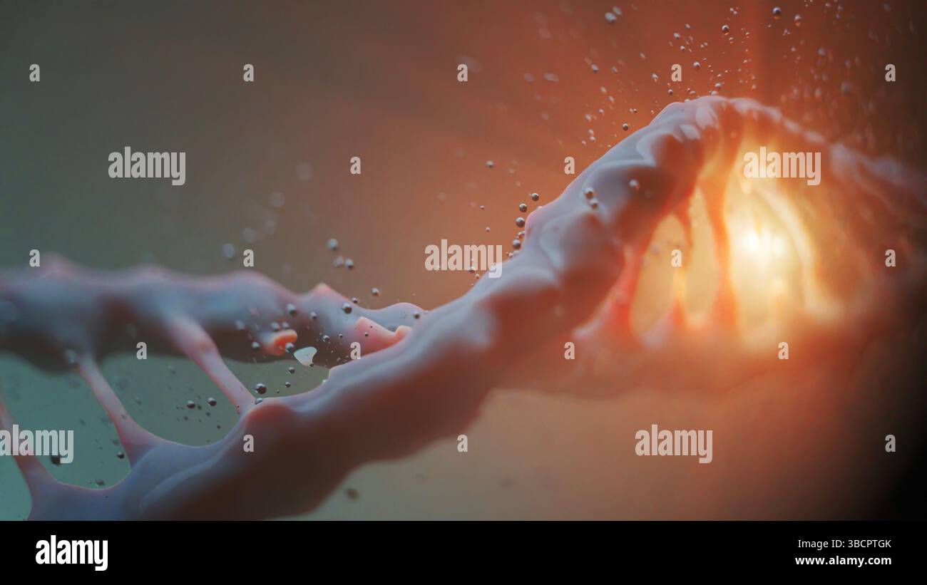 Scientific 3D render of DNA double helix, depicting genetic information ...