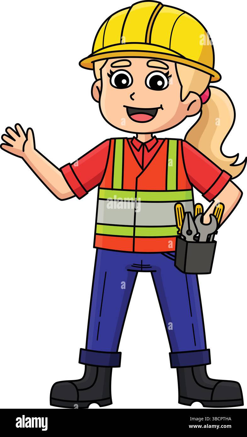 Female Construction Worker Cartoon Colored Clipart Stock Vector Image ...