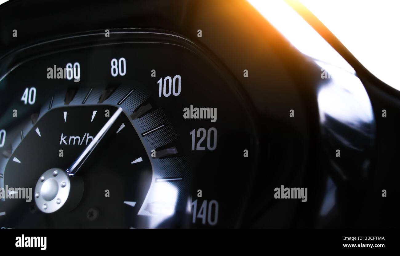 Motorcycle Speedometer, Closeup of a motorcycle speedometer showing the ...