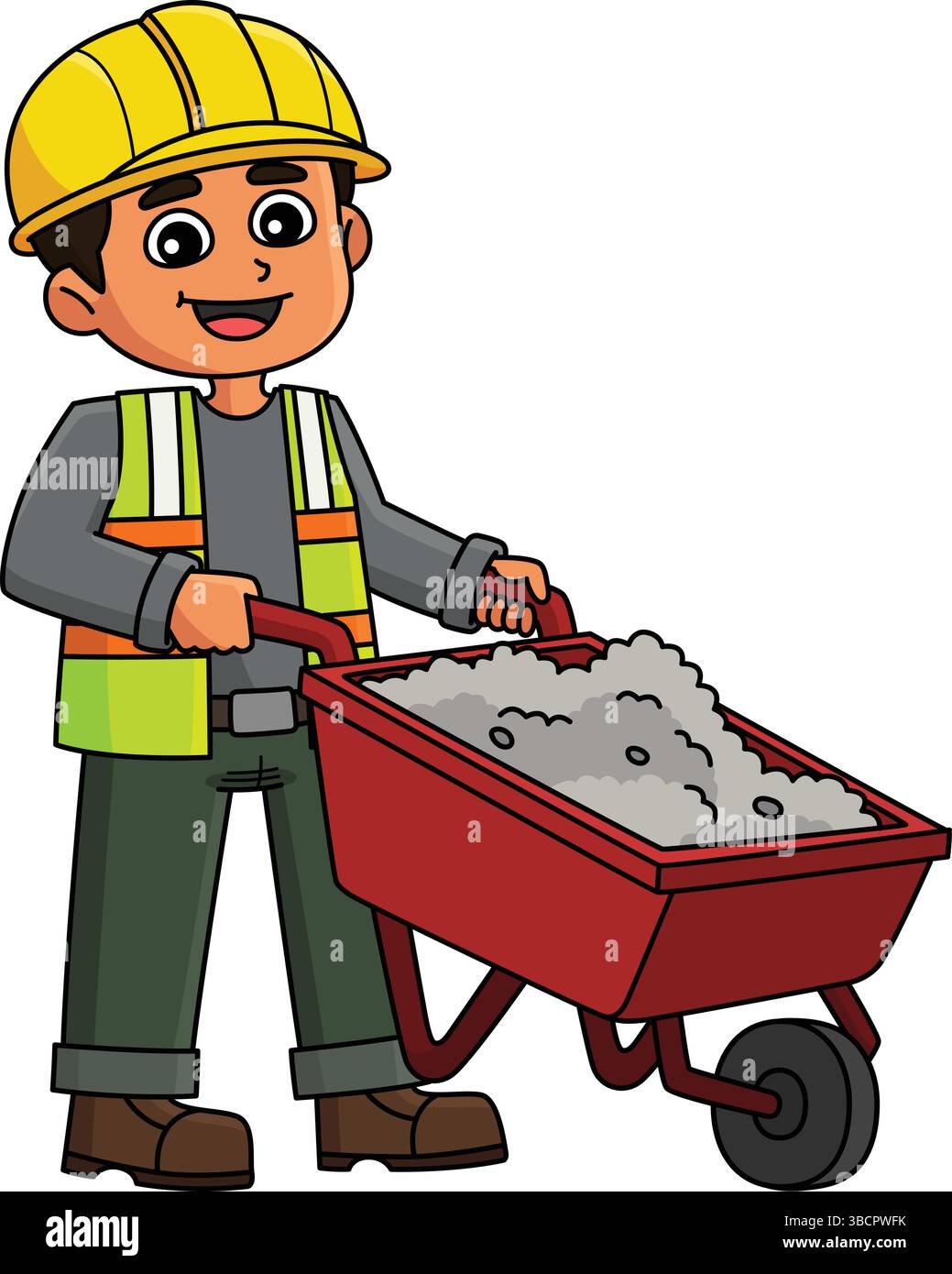 Construction Worker with a Wheelbarrow Clipart Stock Vector Image & Art ...