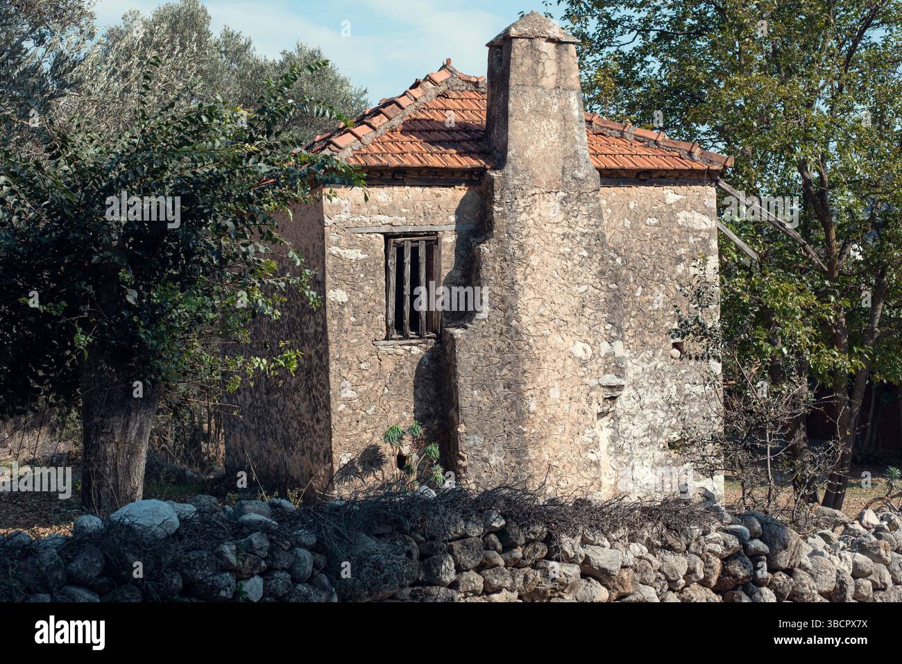 Old Turkish houses along the Western Lycian Way, historic charm Stock ...