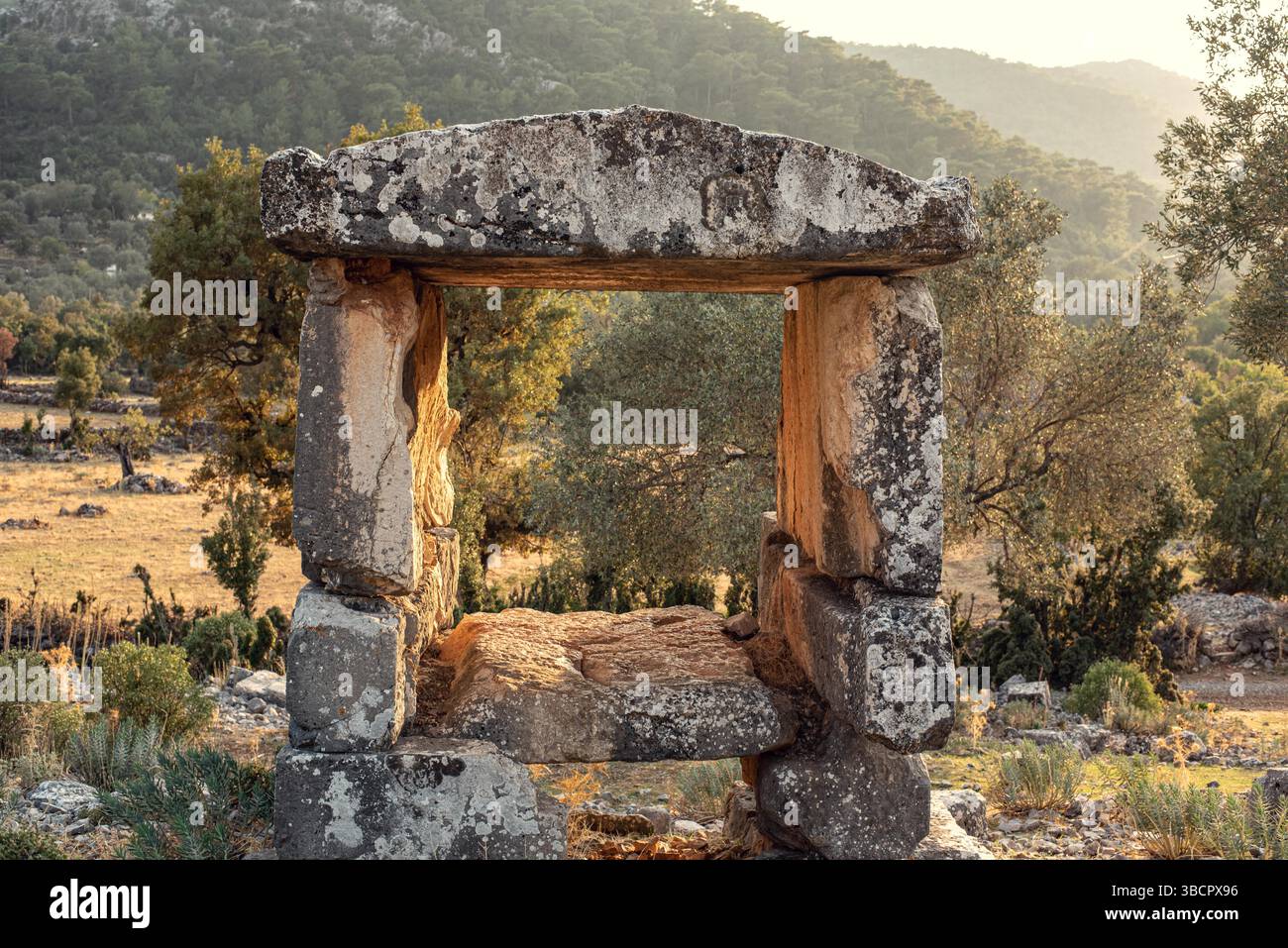 Ancient Lycian sarcophagi along the Western Lycian Way, Turkey Stock ...
