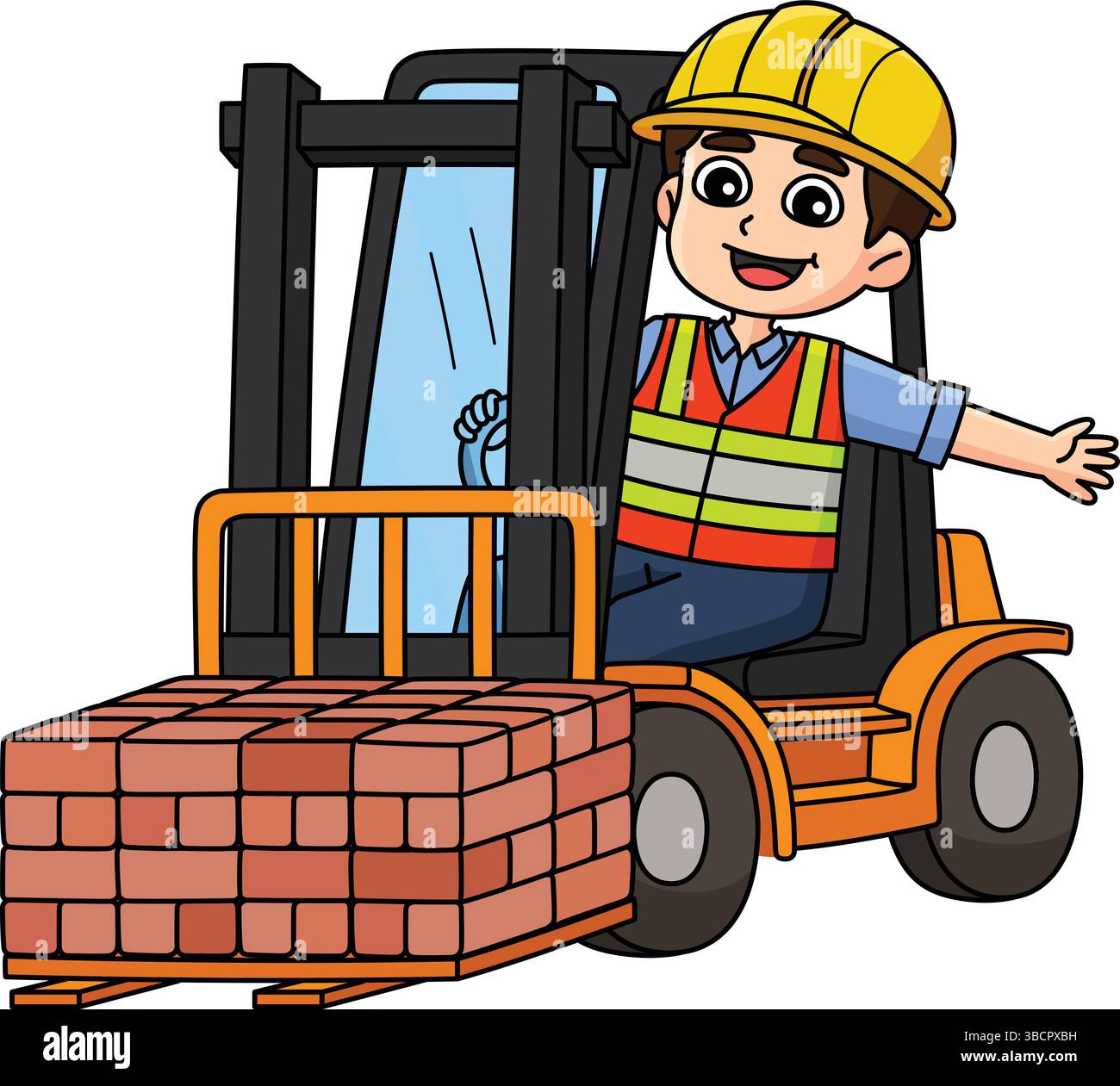 Construction Worker with Forklift Cartoon Clipart Stock Vector Image ...