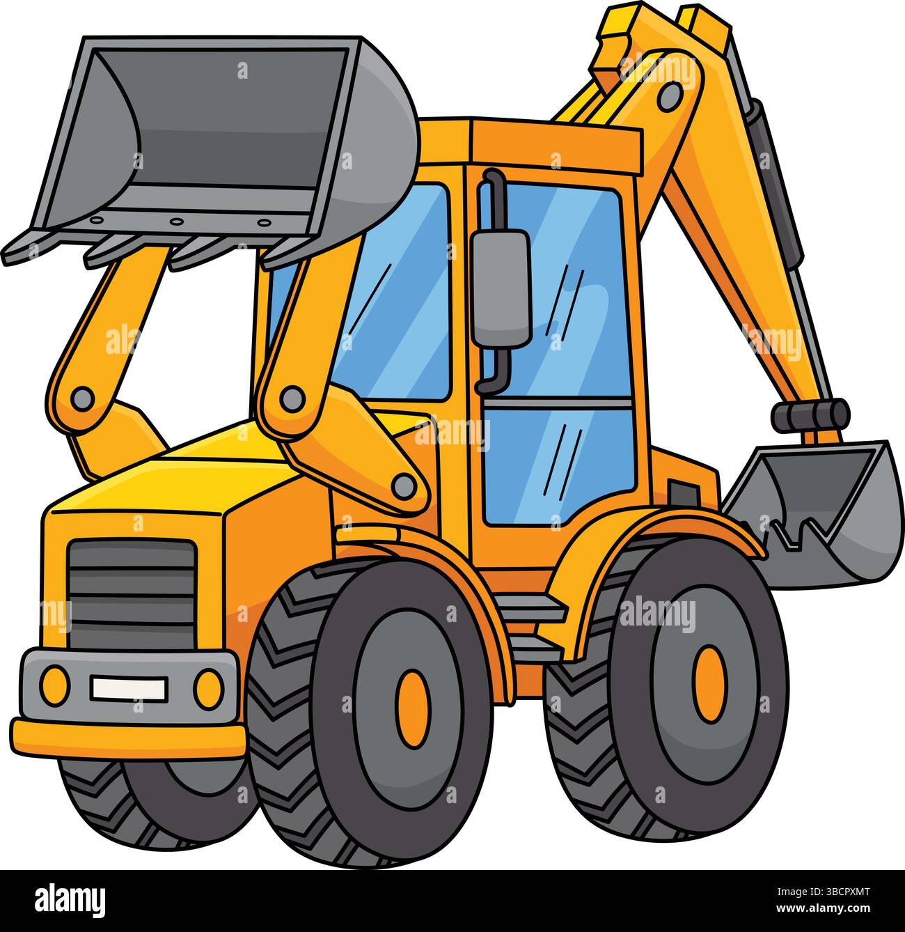 Construction Backhoe Cartoon Colored Clipart Stock Vector Image & Art ...