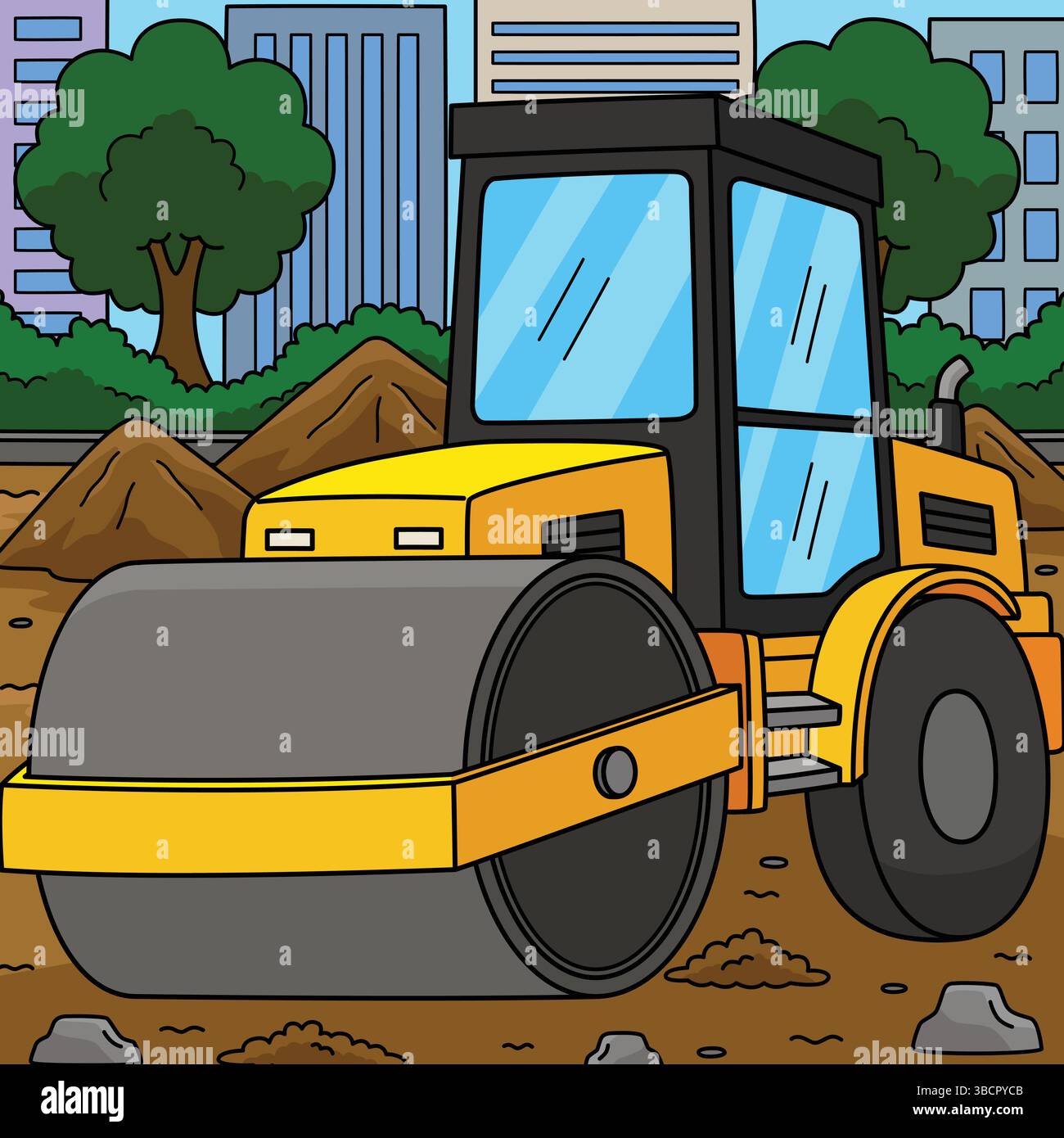 Construction Road Roller Colored Cartoon Stock Vector Image & Art - Alamy