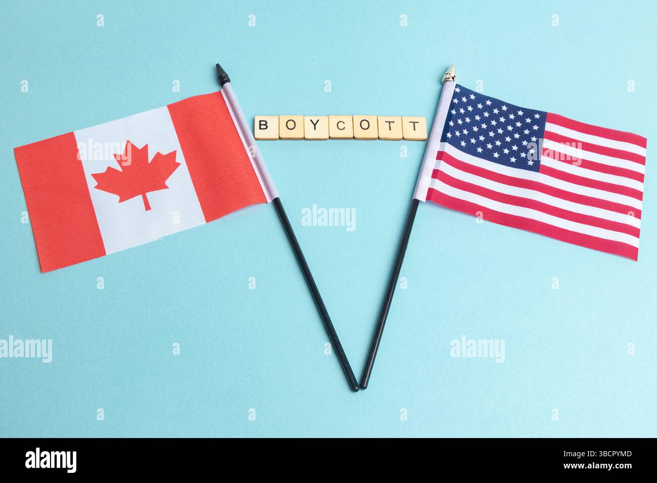The Flags of The United States and Canada trade war concept, with tiles ...