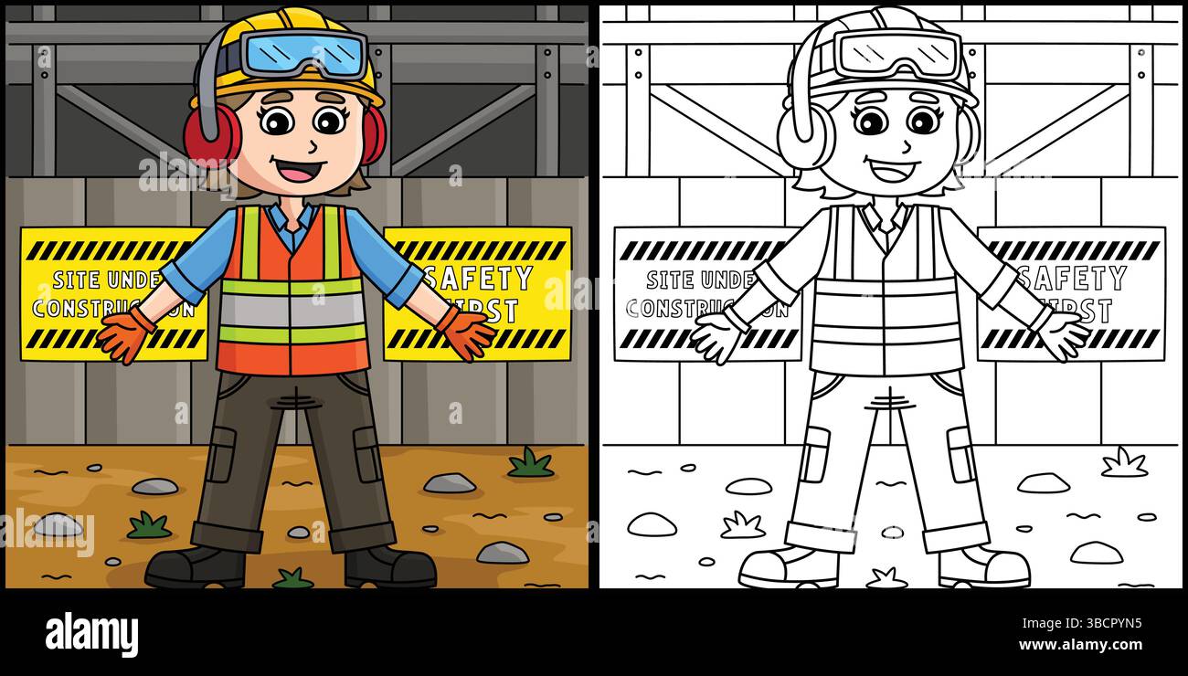 Female Construction Worker Safety Gear Stock Vector Image & Art - Alamy