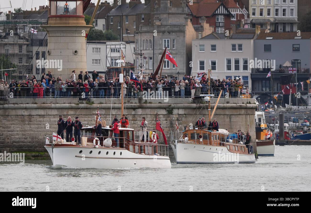 A flotilla of Little Ships sail out of Ramsgate, Kent, during 'Dunkirk 85', the Association of ...