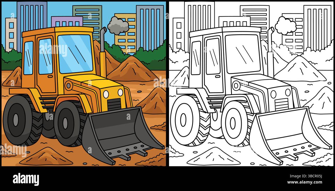 Construction Loader Coloring Page Illustration Stock Vector Image & Art ...