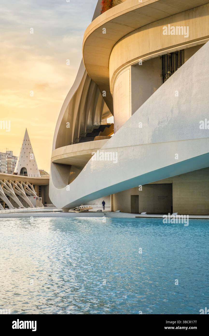 Palau de les Arts Reina Sofia Opera House at Sunset in Valencia. Modern ...